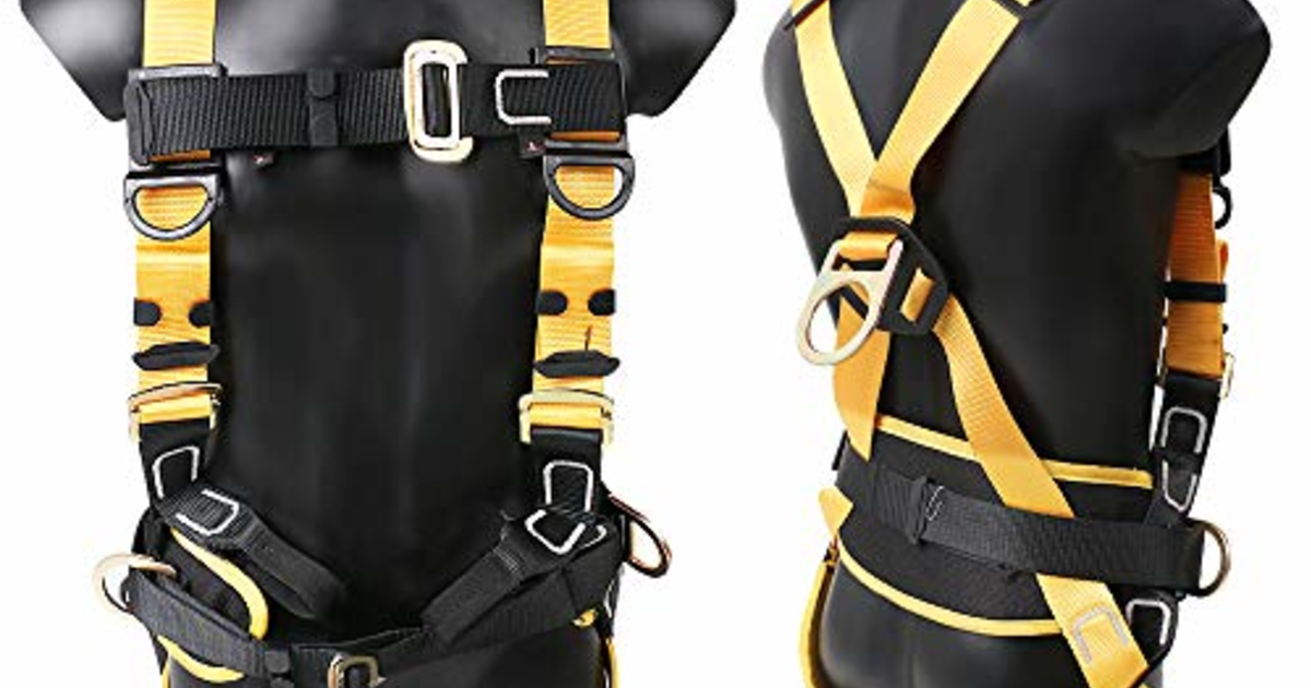 X XBEN Comfortable Roofing Fall Protection Safety Harness, 5D-Ring Full ...